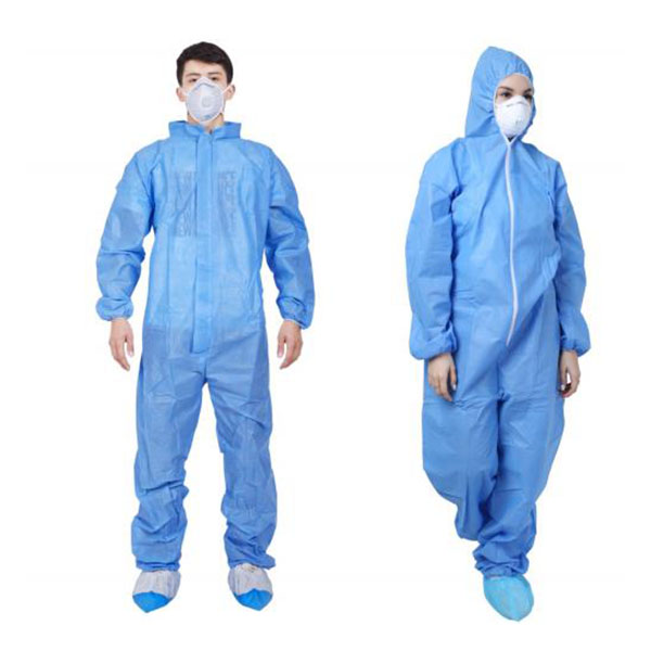 China Different Size Isolation Gown Non-Woven Blue PP Elastic Cuff ...